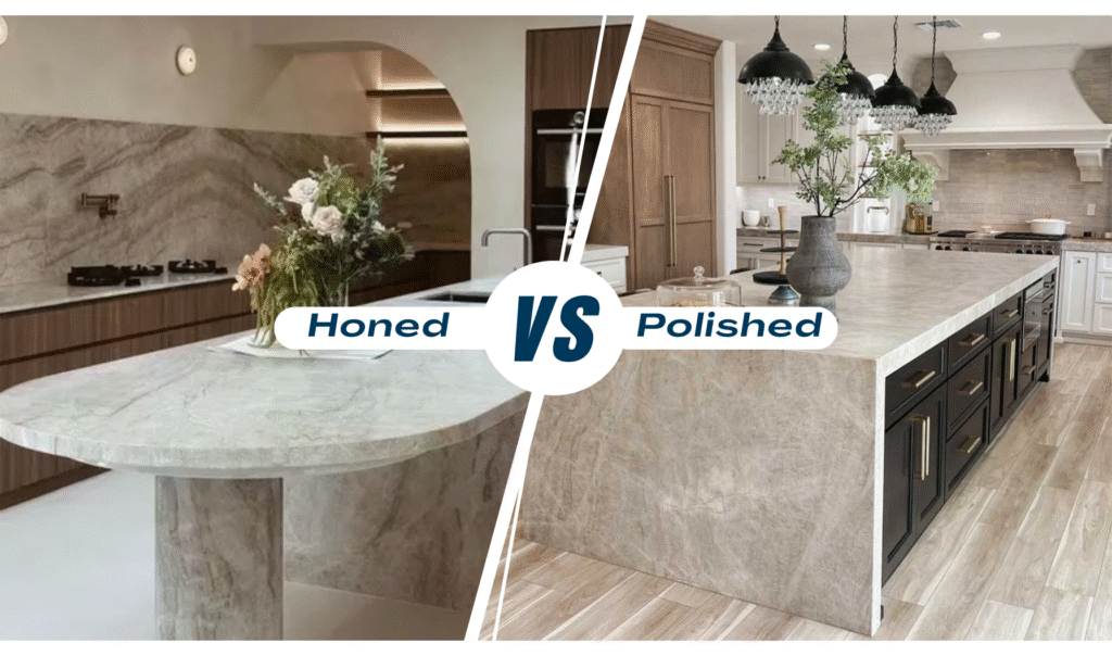 Honed vs Polished Quartzite Countertops | Finish Comparison